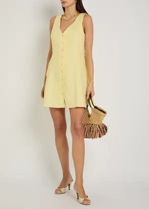 Paige Raye Linen And Cotton-blend Mini Dress - Yellow