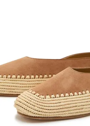 Gabriela Hearst Raffia And Suede Flats - Camel