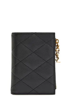 Saint Laurent Quilted Pebbled Leather Wallet - Black
