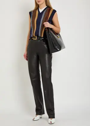 Versace Patchwork Wool And Leather Vest