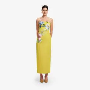 LEO LIN Rayna Appliqué Floral Bustier Maxi Dress