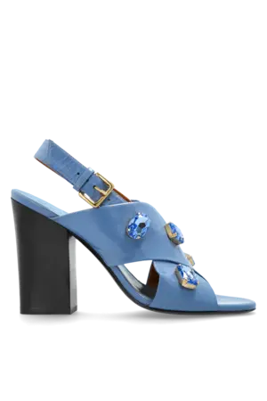 Women's Blue Leather Sandals