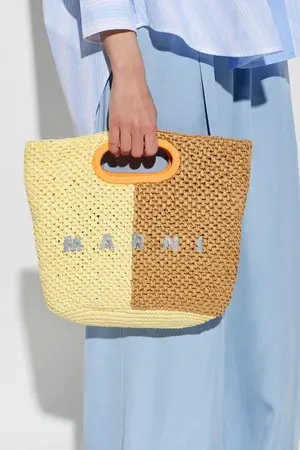 Marni Logo Raffia Tote - Beige