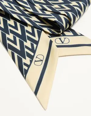 Valentino Garavani Toute La V Silk Bandeau Scarf - Navy/ivory