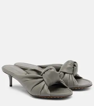 Bottega Veneta Cherry Knot Leather Mules - Grey