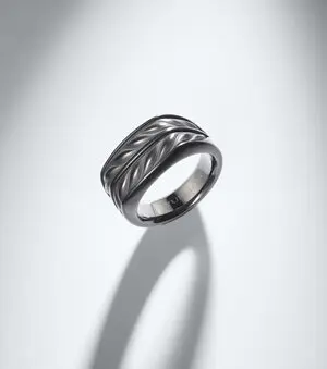 David Yurman Chevron Titanium Ring - Black