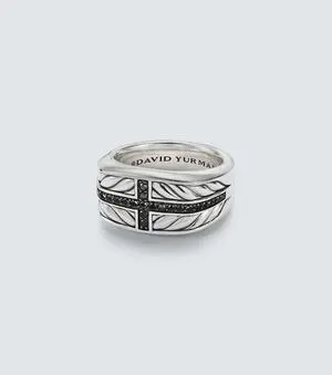 David Yurman Chevron Sterling Ring With Black Diamonds - Silver