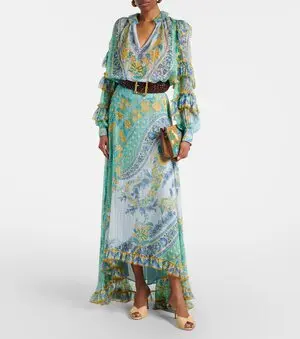 Etro Floral Asymmetric Silk Maxi Skirt