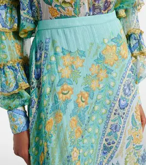 Etro Floral Asymmetric Silk Maxi Skirt