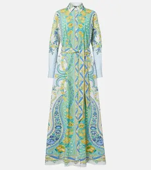 Etro Belted Floral Cotton Shirt Dress - Multicoloured