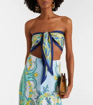 Etro Printed Silk Bandeau Top