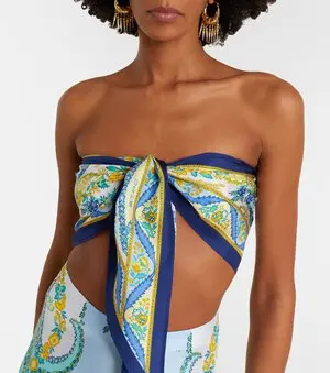 Etro Printed Silk Bandeau Top