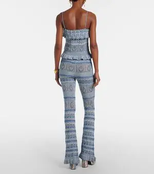 Etro Crochet Cotton Flared Pants - Blue