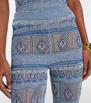 Etro Crochet Cotton Flared Pants - Blue