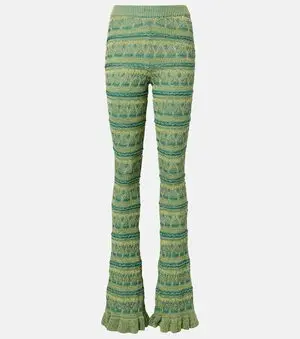 Etro Crochet Cotton Flared Pants - Green