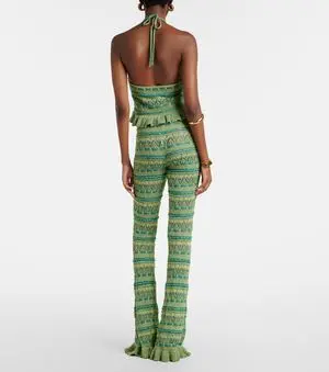 Etro Crochet Cotton Flared Pants - Green
