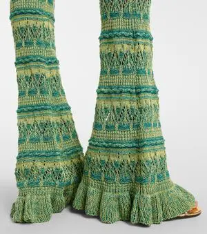 Etro Crochet Cotton Flared Pants - Green