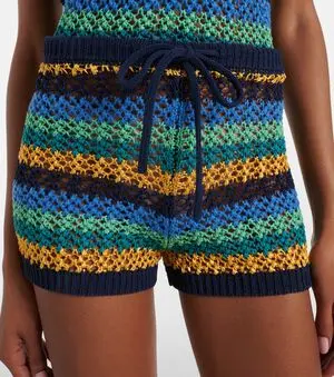 Etro Crochet Striped Cotton-blend Shorts