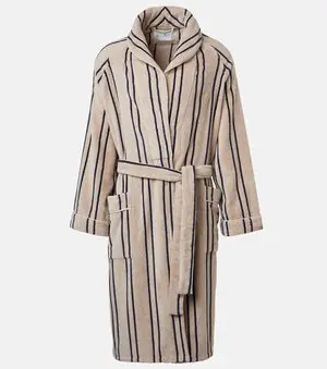 Brunello Cucinelli Striped Cotton Terry Bathrobe - Beige