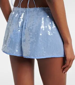 Oseree Sequined Shorts - Blue