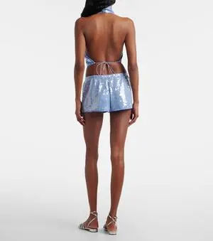 Oseree Sequined Shorts - Blue