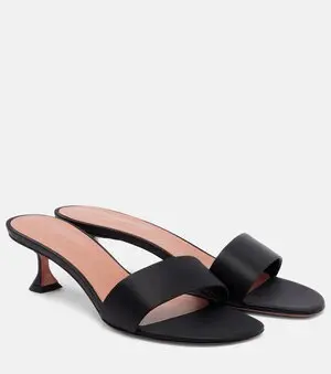 Amina Muaddi Andreea Satin Mules - Black