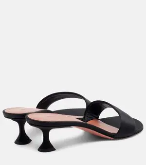 Amina Muaddi Andreea Satin Mules - Black