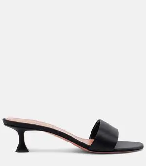 Amina Muaddi Andreea Satin Mules - Black