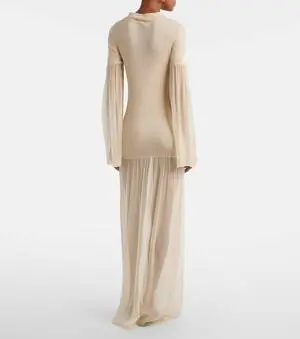 AYA MUSE Calla Cutout Ribbed Maxi Dress - Beige