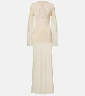 AYA MUSE Calla Cutout Ribbed Maxi Dress - Beige