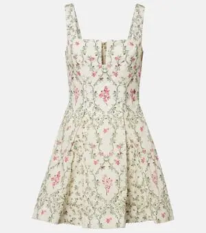 Agua Bendita Floral Cotton Mini Dress - White