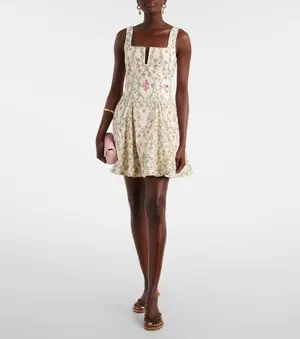 Agua Bendita Floral Cotton Mini Dress - White