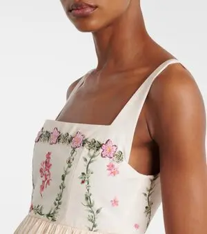 Agua Bendita Barbara Floral Cotton Midi Dress - White