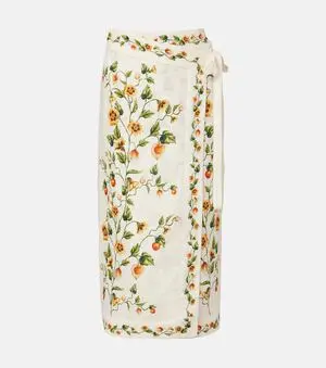 Agua Bendita Luna Floral Linen Beach Cover-up White