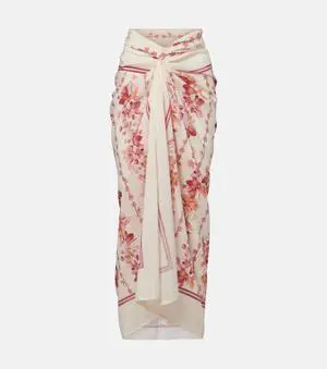 Agua Bendita Lavanda Floral Cotton And Silk Beach Cover-up - White