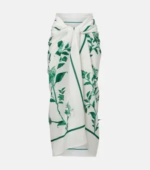 Agua Bendita Lavanda Floral Cotton And Silk Beach Cover-up White
