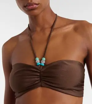 Jade Swim Zoe Beaded Ruched Bikini Top