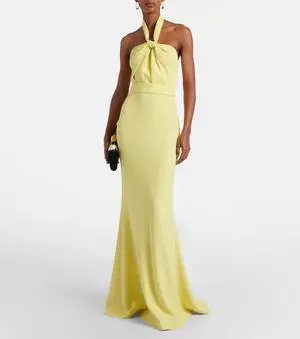 Elie Saab Halterneck Cady Gown - Yellow