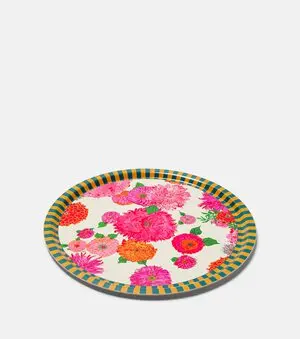 La DoubleJ Bright Blooms Printed Birch Tray - Pink
