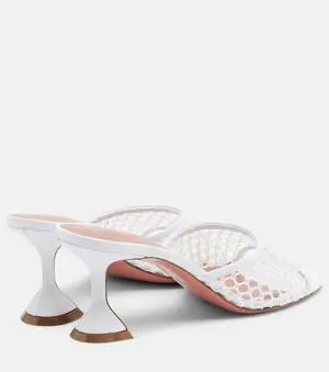 Amina Muaddi Lupita Mesh Mules - White