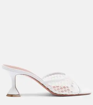 Amina Muaddi Lupita Mesh Mules - White