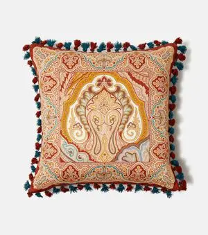 Etro Pegaso Paisley Cotton Cushion - Orange