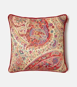 Etro Pegaso Paisley Cotton Cushion - Red