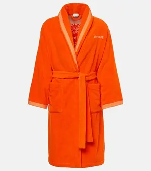 Versace Medusa Jacquard Cotton Terry Robe - Orange