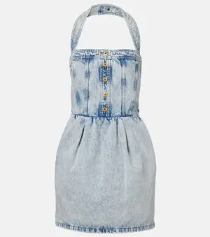 PATOU Halterneck Denim Minidress - Blue