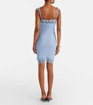 Chloé Lace-trimmed Wool Slip Dress - Blue