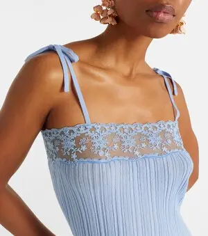 Chloé Lace-trimmed Wool Slip Dress - Blue
