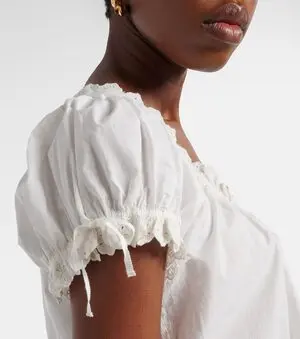 DÔEN Nera Embroidered Organic Cotton Top - White
