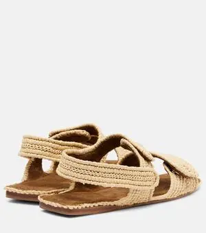 Khaite Boden Raffia Slingback Sandals - Beige
