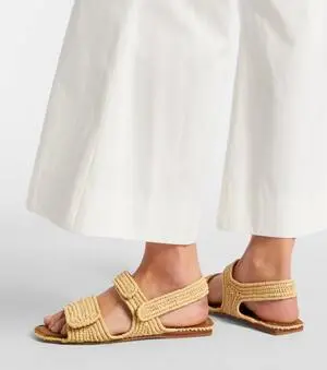 Khaite Boden Raffia Slingback Sandals - Beige